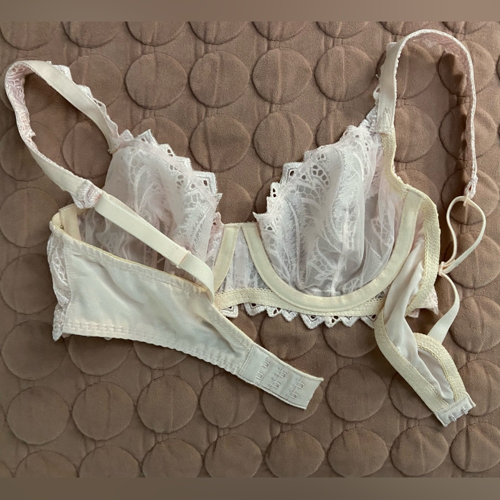 Italian Sheer Pastel Pink Lace Bra - Gem